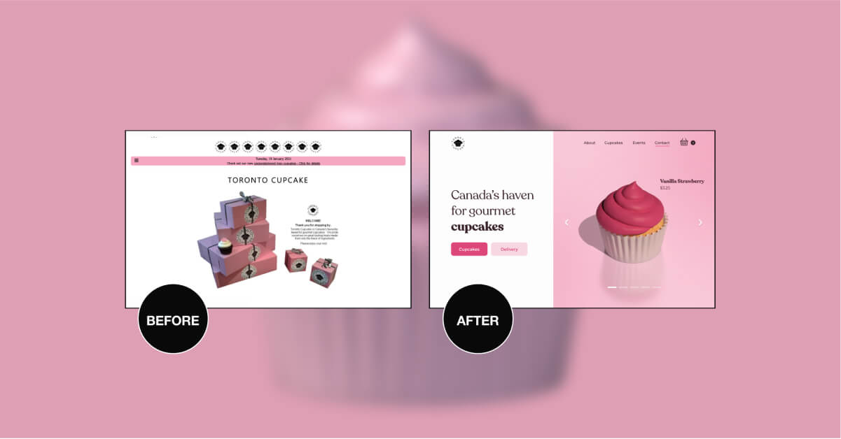 I redesigned a local cupcake shop's homepage